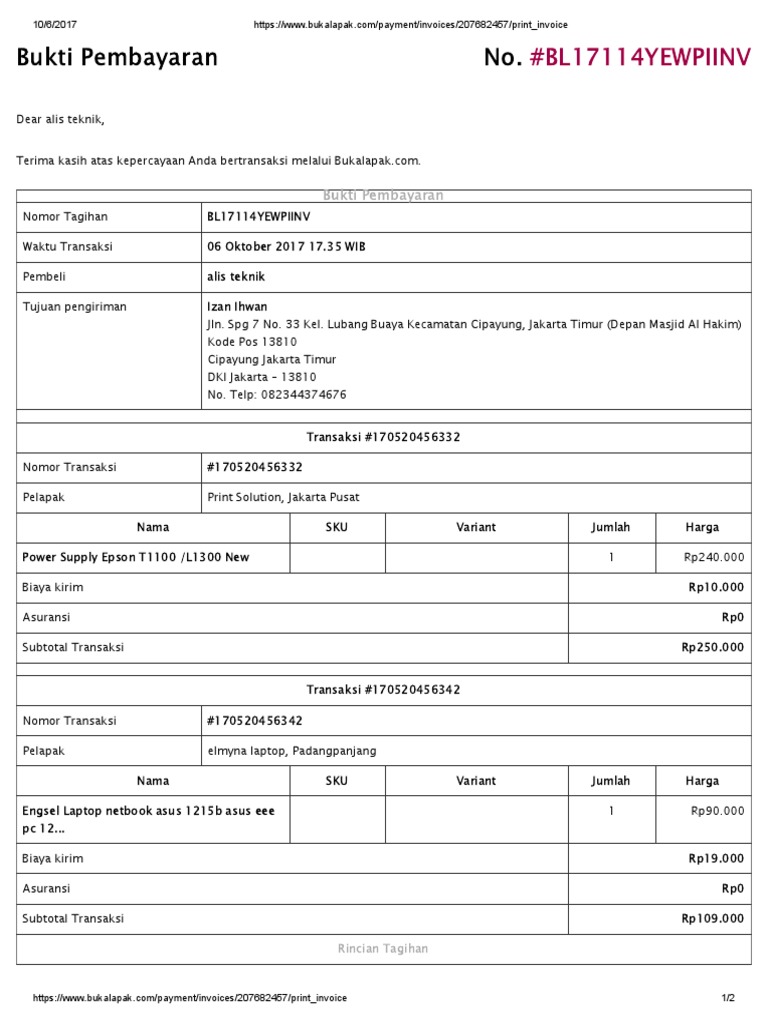 Contoh Detail Pengiriman Barang | PDF