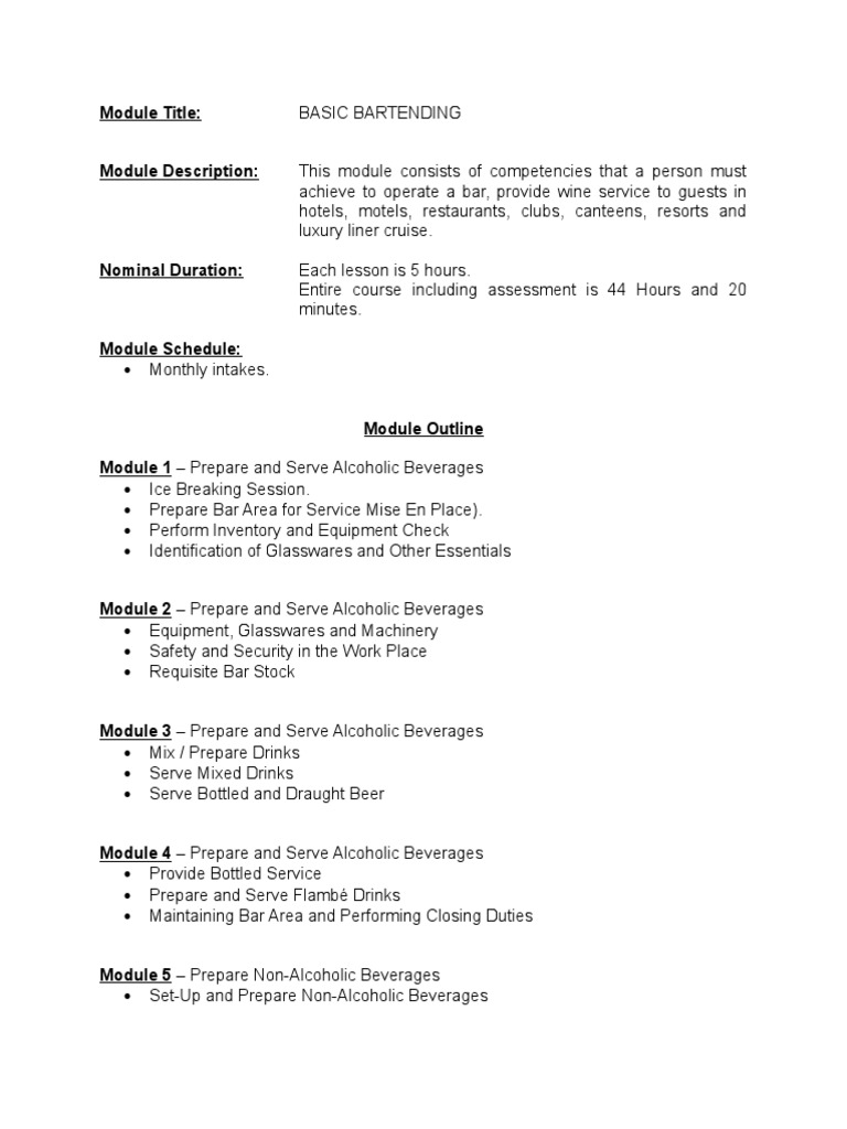 Basic Bartending Edited | PDF