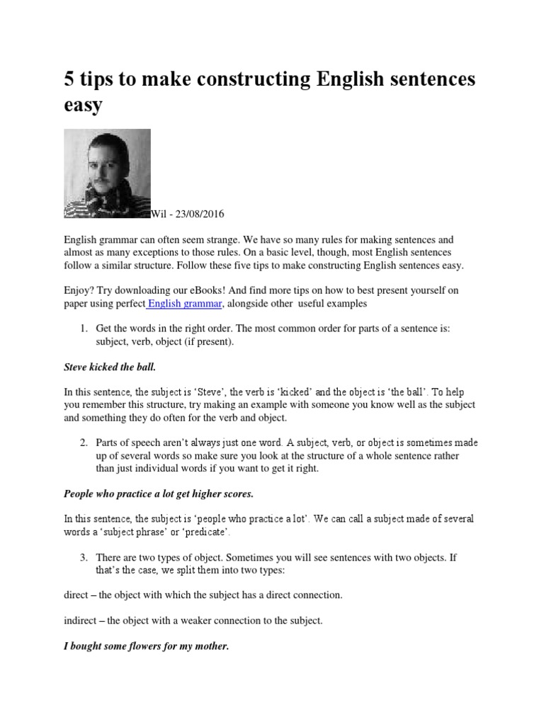 5 Tips To Make Constructing English Sentences Easy | PDF | Verb ...