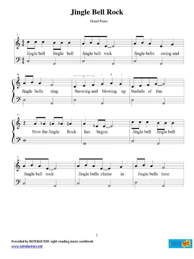 Jingle Bell Rock Sheet Music Printables Sheet Music Jingle Bell Rock