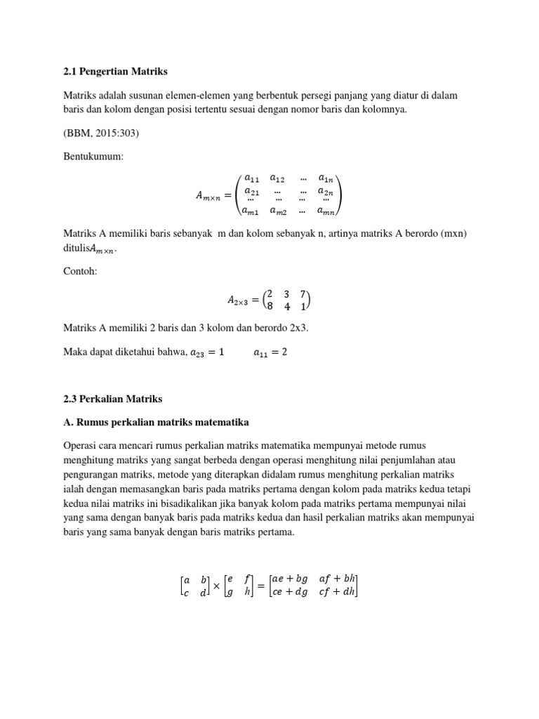 Definisi Dan Perkalian Matriks | PDF | Metode & Bahan Ajar