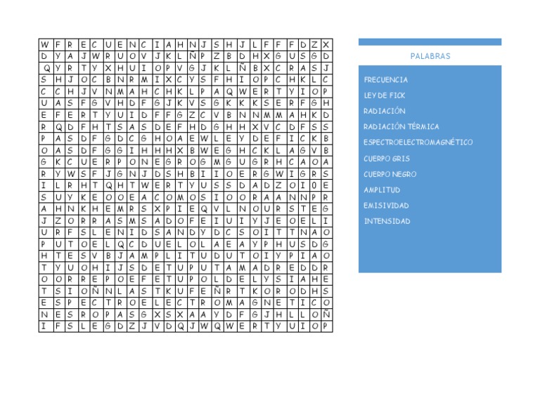 Sopa de Letras (Radiacion) | PDF | Termodinámica | Ingeniería Química