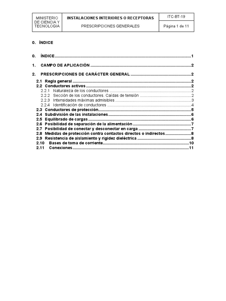 Itc BT 19 PDF | PDF | Generador eléctrico | Corriente eléctrica