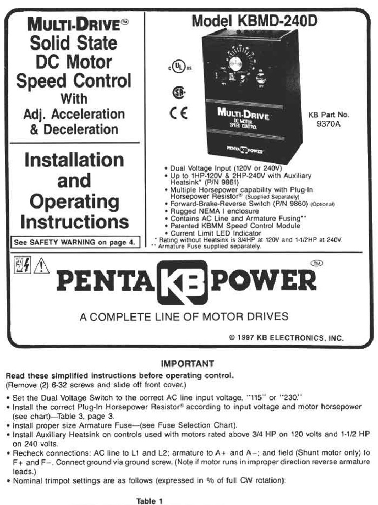 KBMD 240d Manual | PDF