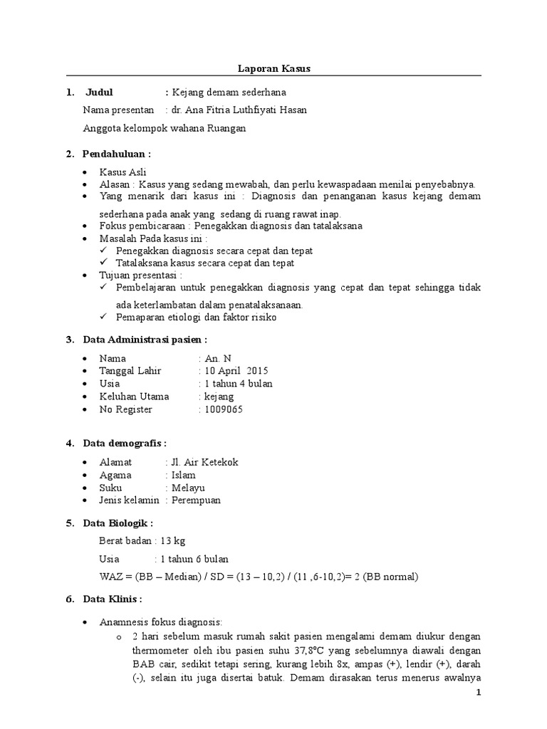 Laporan Kasus Kejang Demam-Ana | PDF