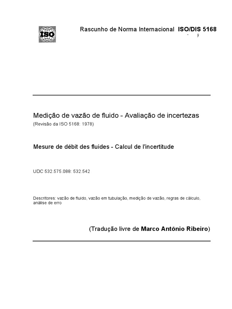ISO 5168-1978-Medicion Del Flujo de Fluidos-Evaluacion de Incertidumbres | PDF | Estimador ...
