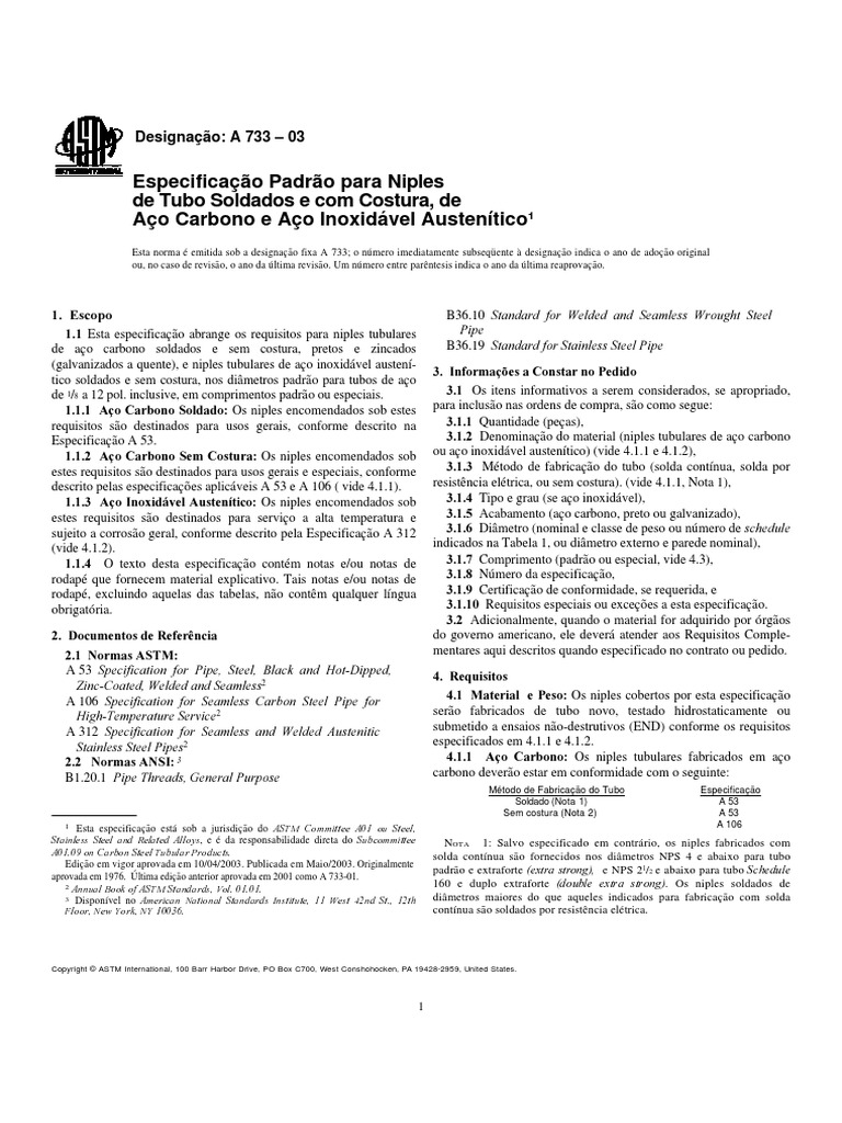 Astm A 733 - 03 | PDF | Aço inoxidável | Aço