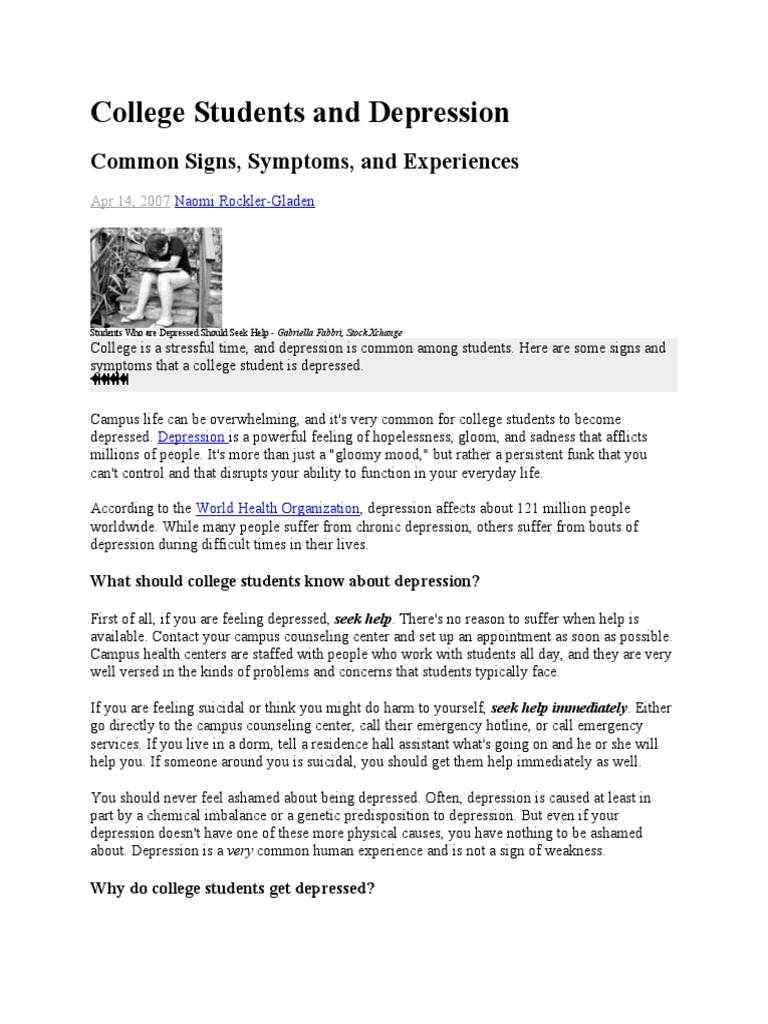 College Students and Depression | PDF | Major Depressive Disorder ...