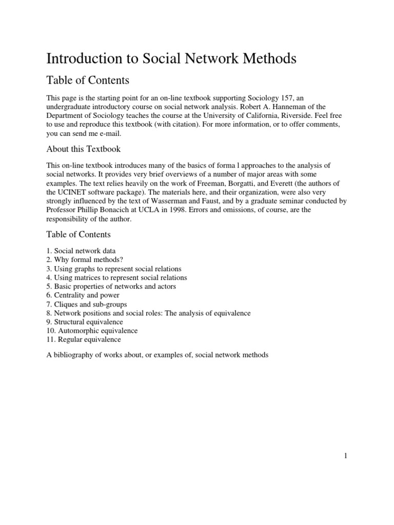 Introduction To Social Network Methods | PDF | Social Network | Statistics