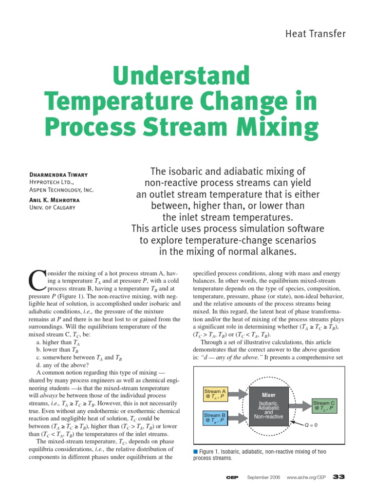 Understand Temperature Change in Process Stream Mixing | PDF | Phase ...