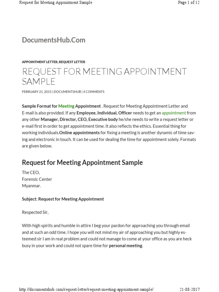 Request Meeting Appointment | PDF | Motivation | Motivational