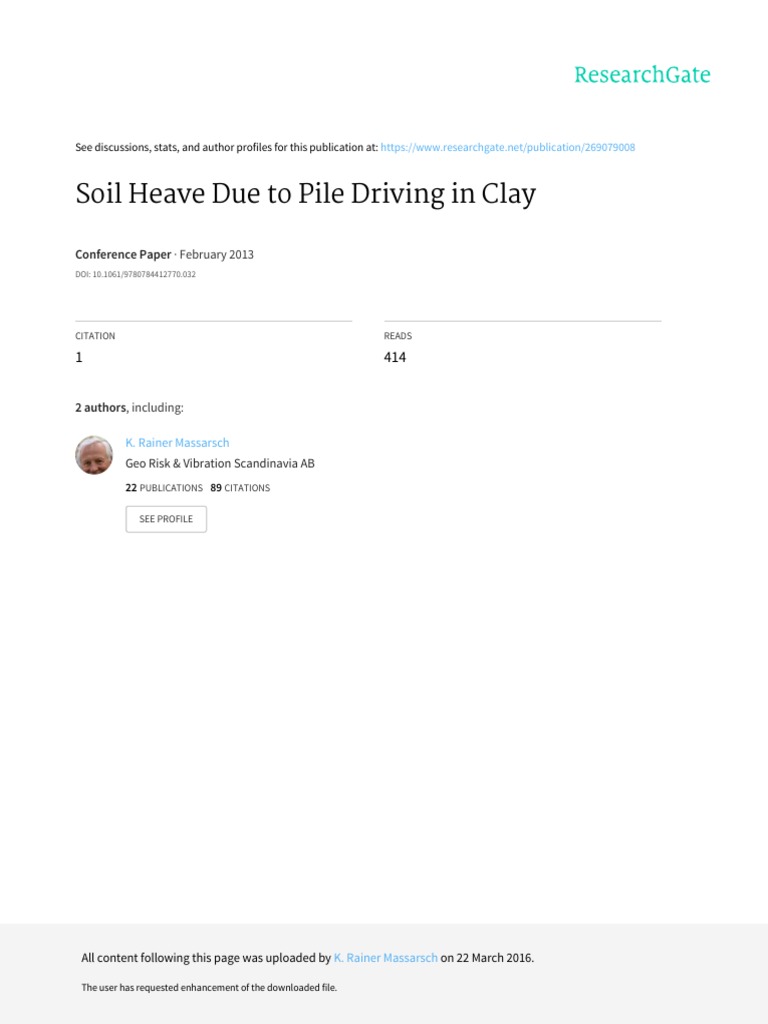 Soil Heave from Pile Driving in Clay | PDF | Deep Foundation ...
