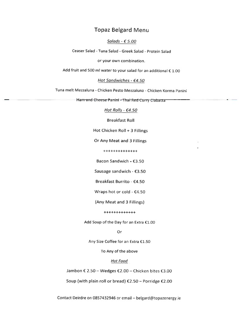 Topaz Lunch Menu | PDF