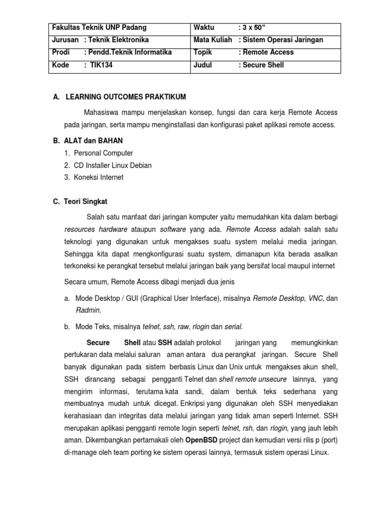 Jobsheet 7 Remote Access | PDF | Seni | Komputer