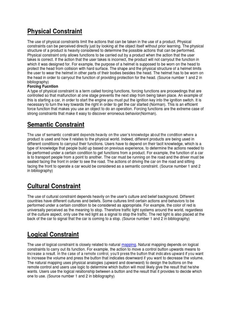 Physical Constraint: Forcing Fucntion | PDF | Cognitive Science | Human ...