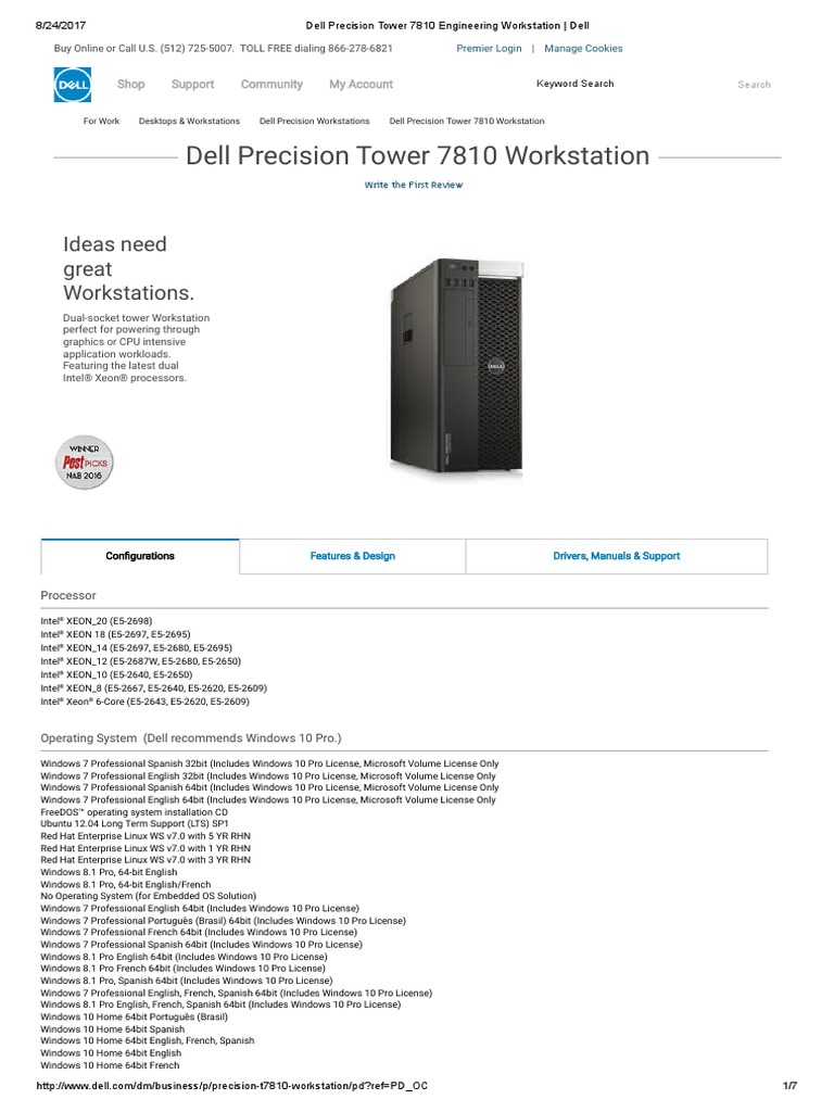 Dell Precision Tower 7810 Engineering Workstation _ Dell | Intel ...