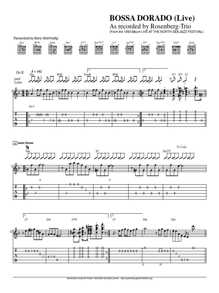 Bossa Dorado Solo PDF | PDF | Minor Scale | Elements Of Music