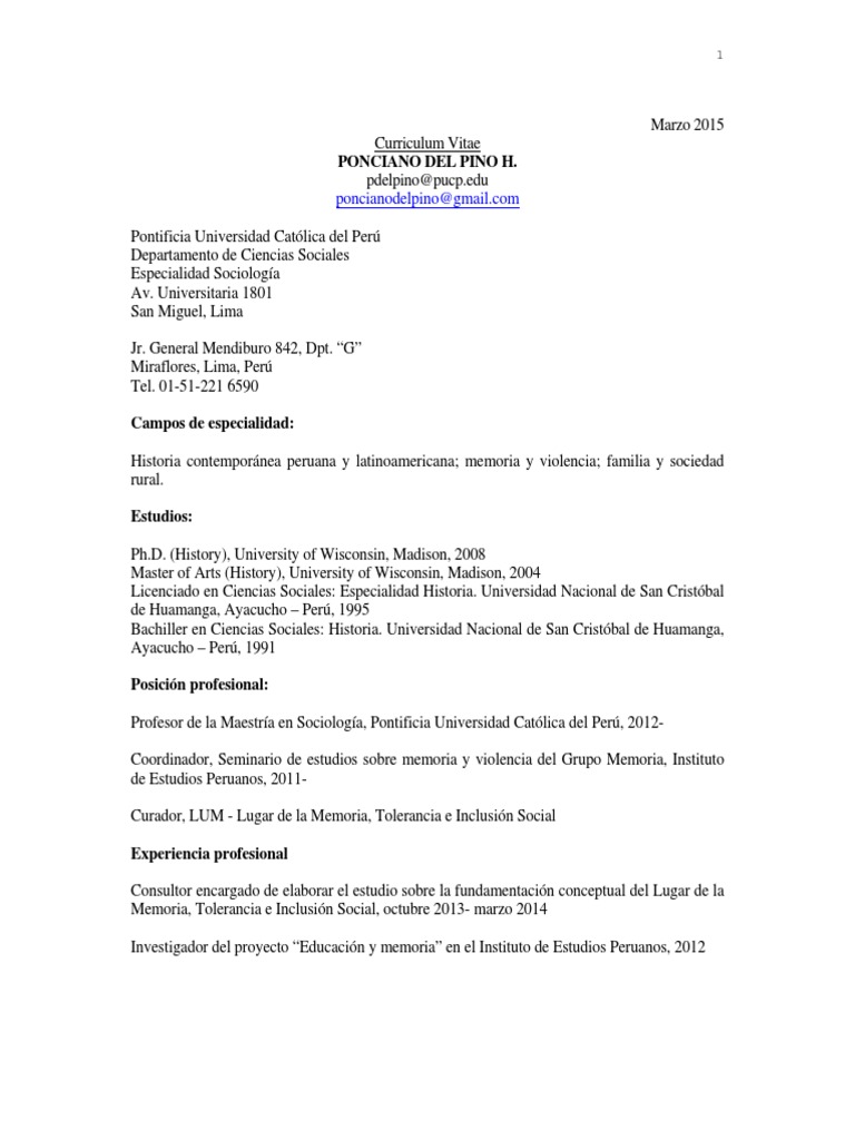 HV Ponciano Del Pino | PDF | Lima | Perú