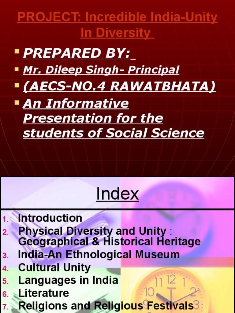 Incredible India Unity in Diversity Prepared by Dileep Singh | PDF ...