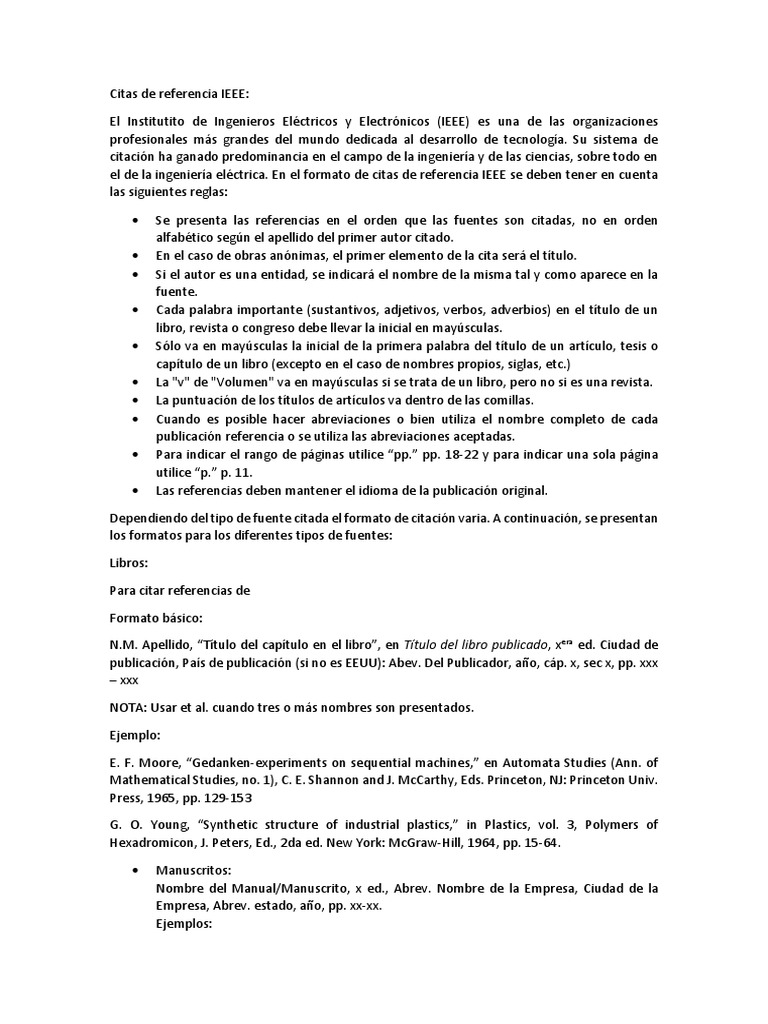 Guía de citas en formato IEEE | PDF | Comillas | Ciencia y Tecnología
