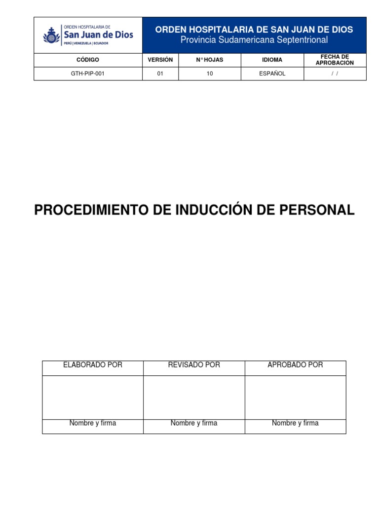 Procedimiento Estándar de Inducción de Personal | PDF | Reclutamiento ...