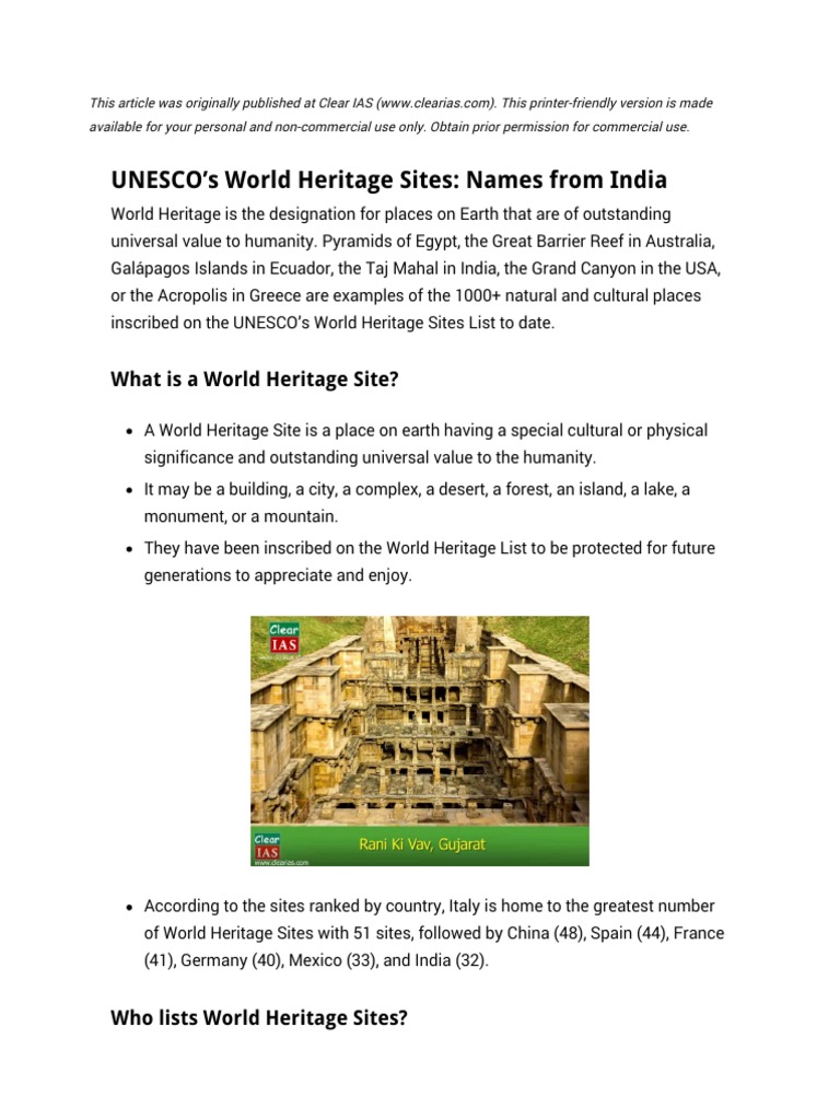 UNESCO's World Heritage Sites N | PDF | World Heritage Site | Conservation
