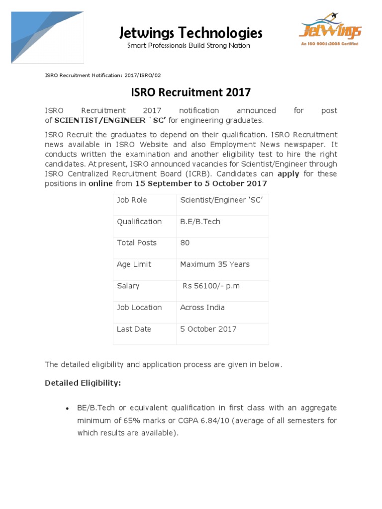 ISRO Recruitment Notification | PDF | Recruitment | Labour