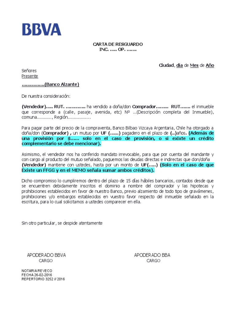 Formato para Confeccion de Carta de Resguardo Manual Contrato de ...
