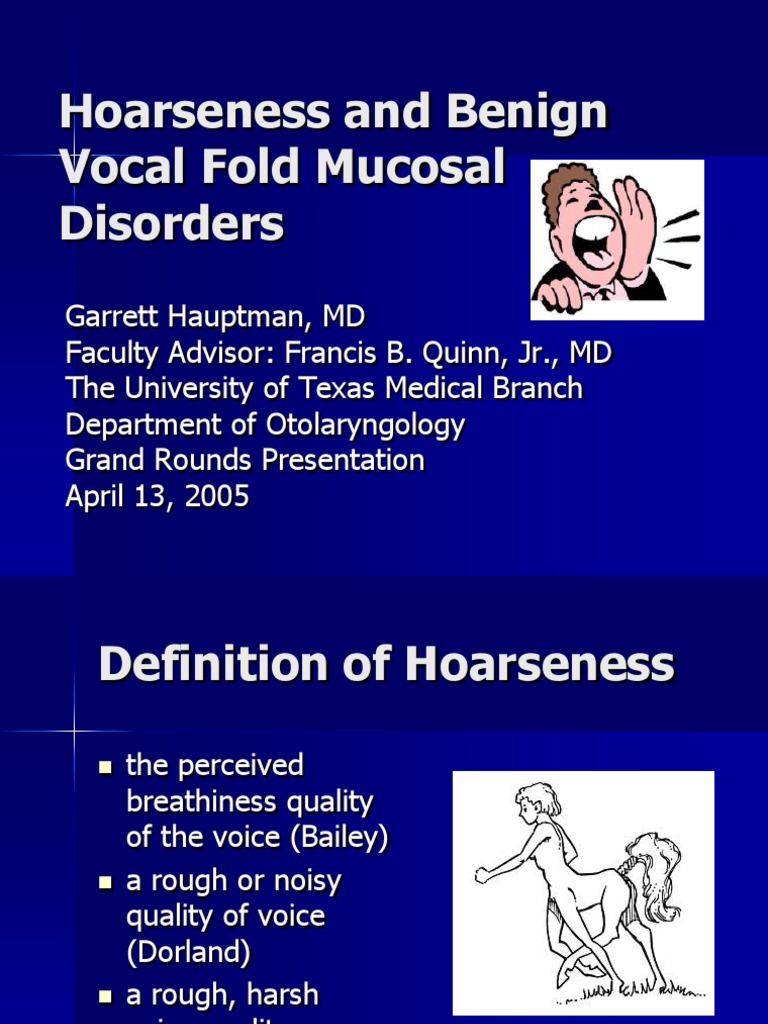 Hoarseness and Vocal Fold Disorders | PDF | Larynx | Otorhinolaryngology