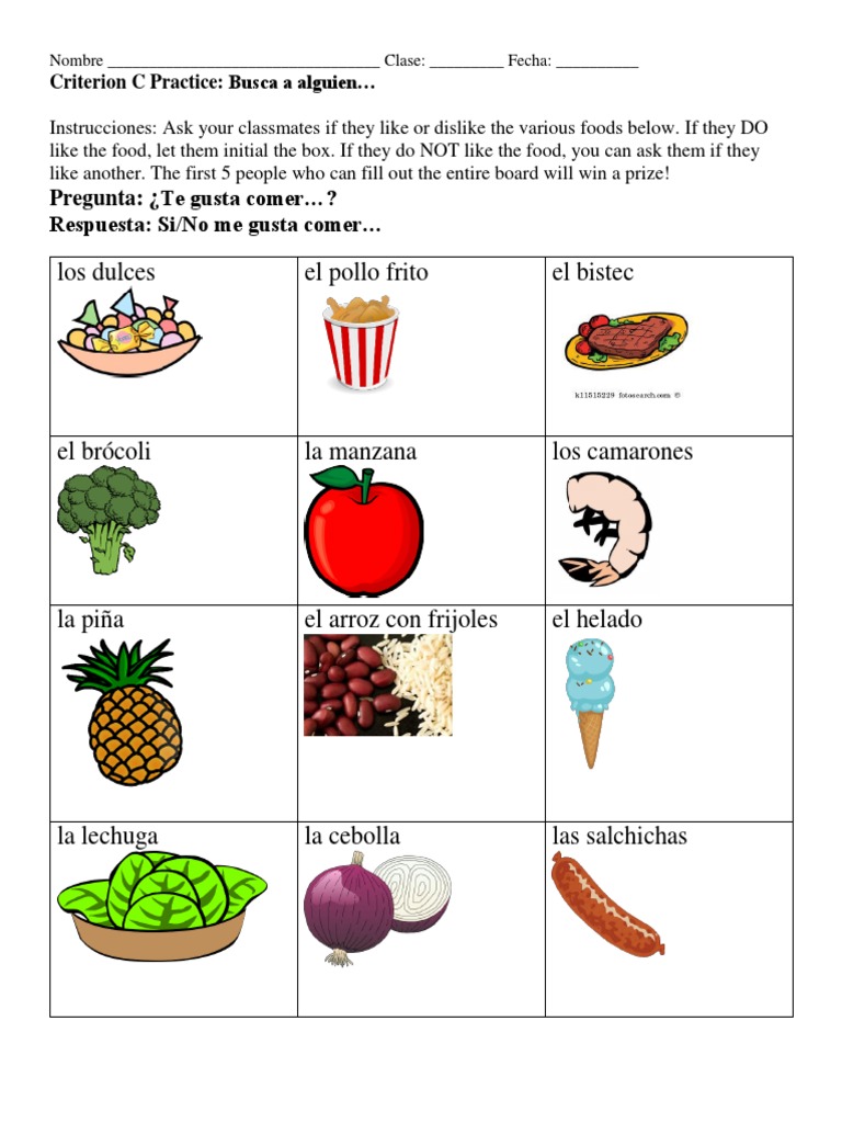 Find Someone Who Food | PDF