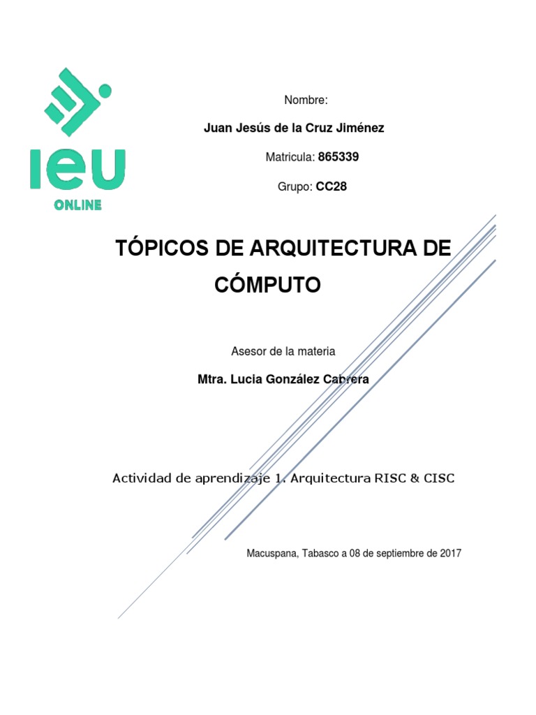 Comparativa de Arquitecturas RISC y CISC | PDF | Unidad Central de ...