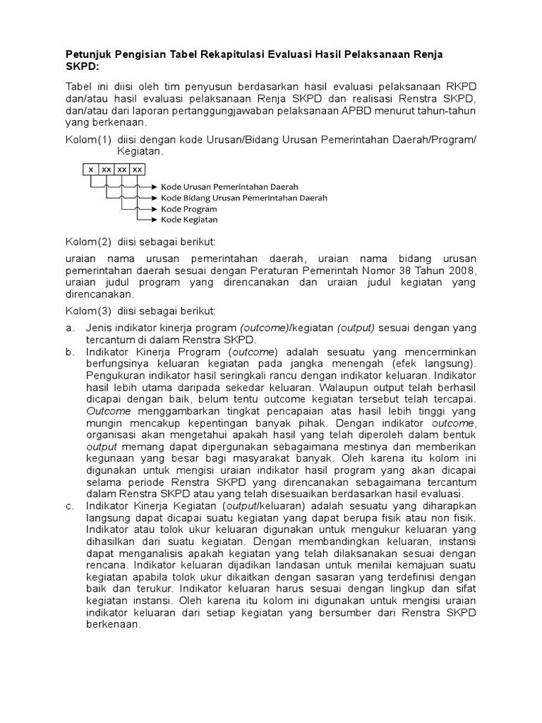 Petunjuk Tabel DLM Renja | PDF