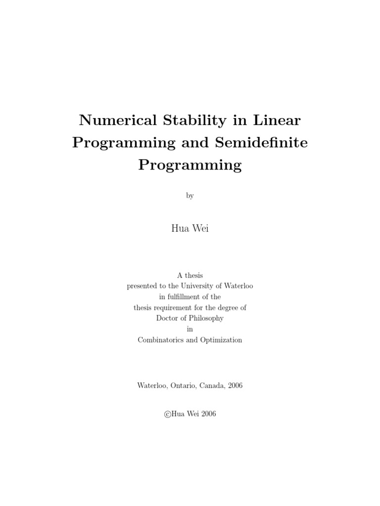 Hwei Thesis | PDF | Linear Programming | Mathematical Optimization