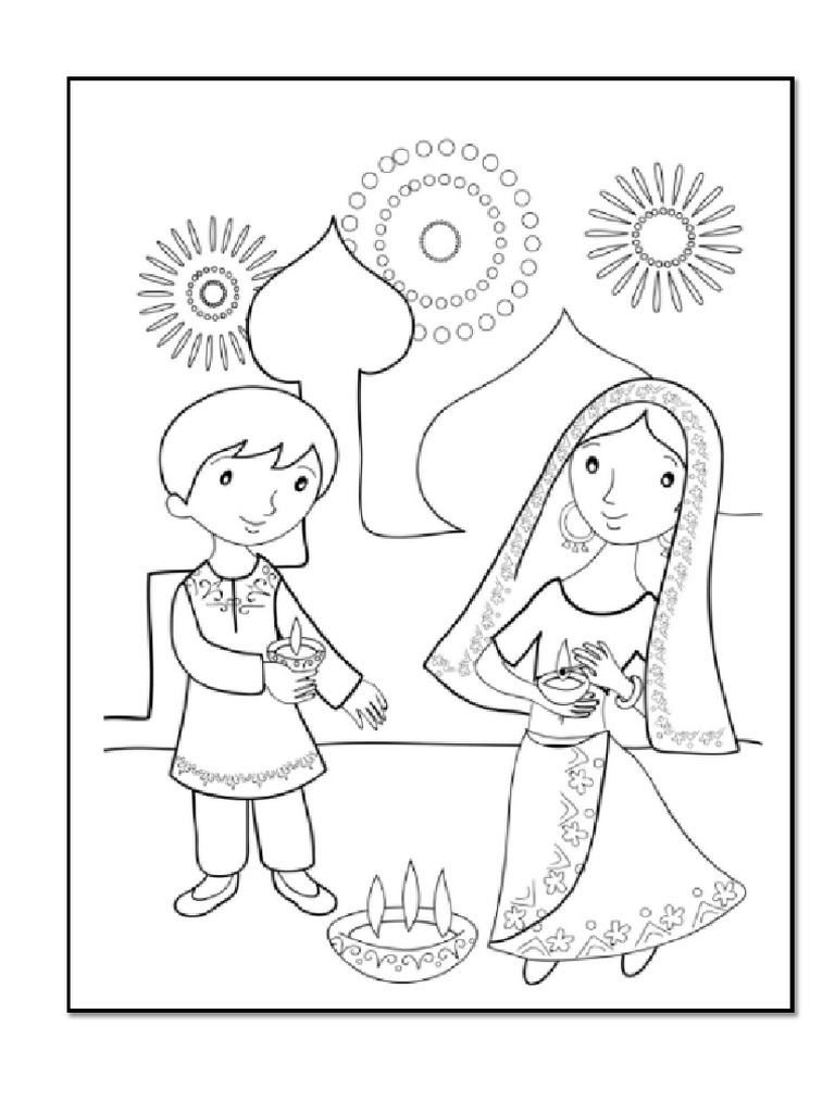 Deepavali Colouring Page | PDF