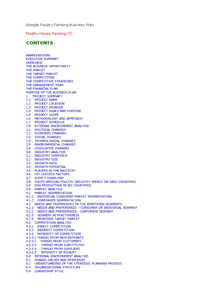 Sample Poultry Farming Business Plan | Market Segmentation | Poultry ...