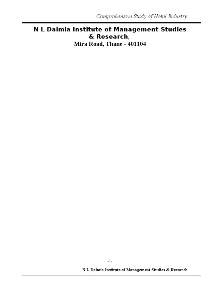 Comprehensive Study Study Hotel Industry | PDF | Sales | Tourism