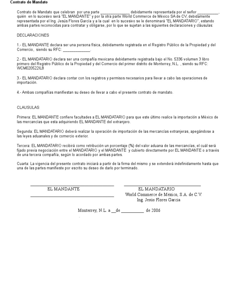 Contrato de mandato | México | Política