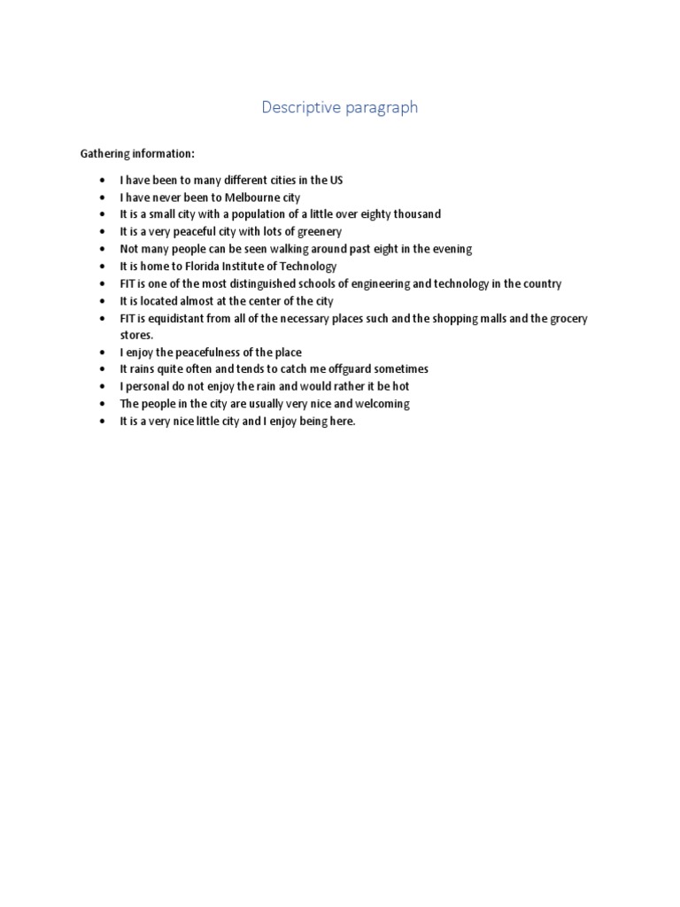 Descriptive Paragraph | PDF | Weather | Nature