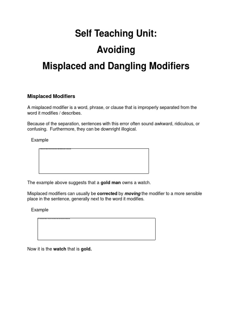 What Is A Misplaced Modifier | PDF | Adverb | Sentence (Linguistics)