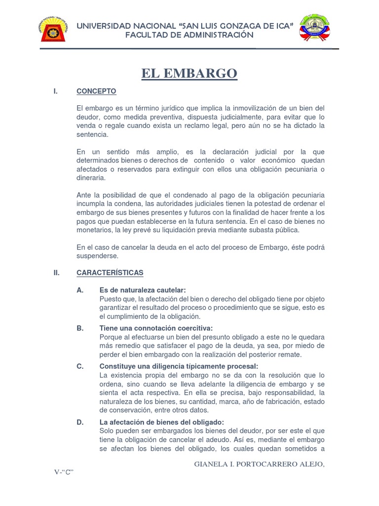 Conceptos y Tipos de Embargo | PDF | Pagos | Información del gobierno
