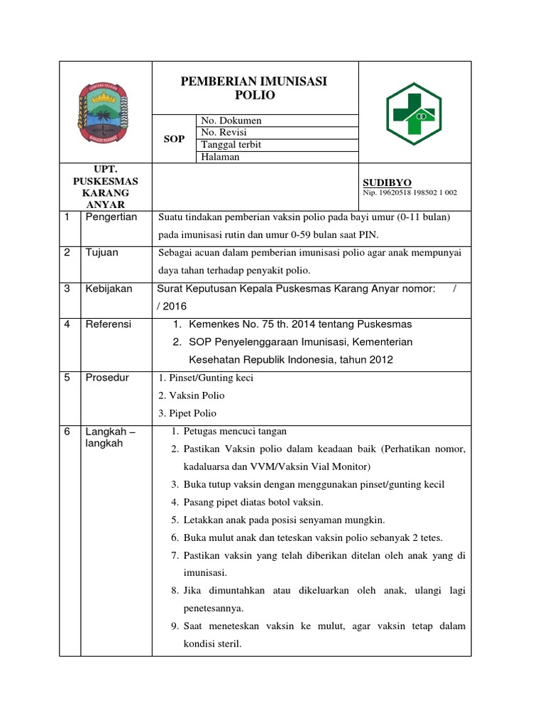 Sop Imunisasi Terbaru | PDF