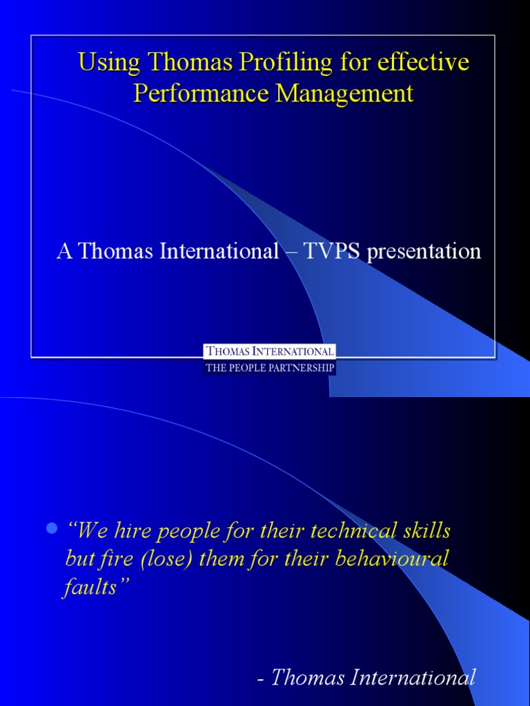 Thomas Profiling 195 | PDF | Performance Appraisal | Metaphysics Of Mind