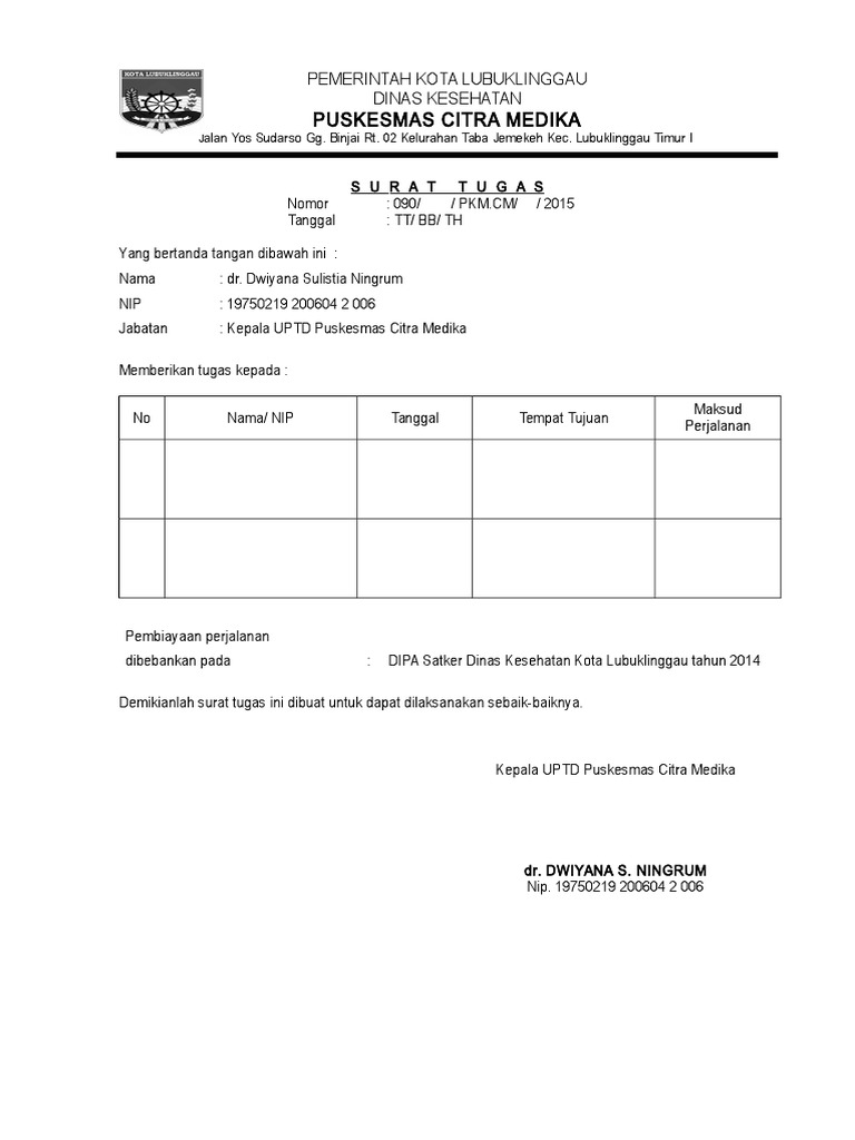 Format Surat Tugas Kosong | PDF | Kesehatan Holistik