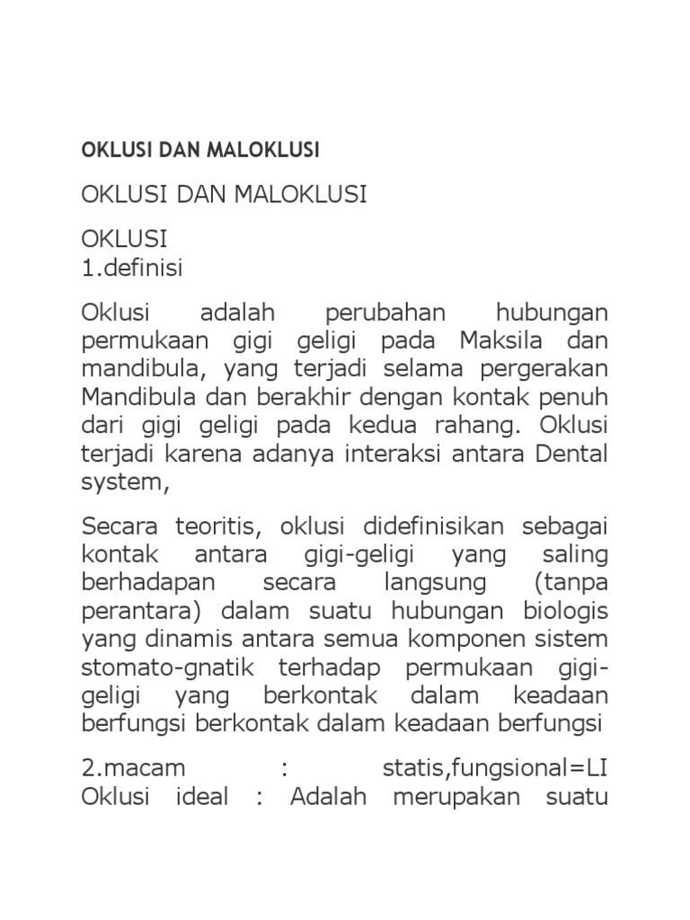 Oklusi Dan Maloklusi | PDF