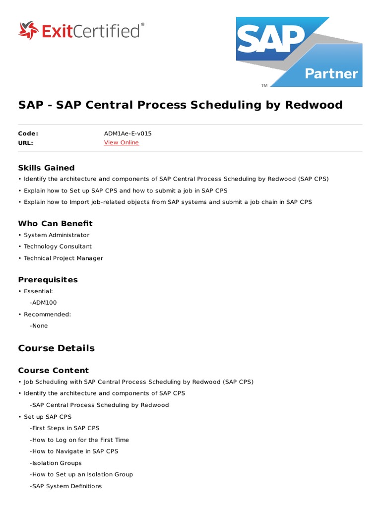 Sap Central Process Scheduling by Redwood | PDF