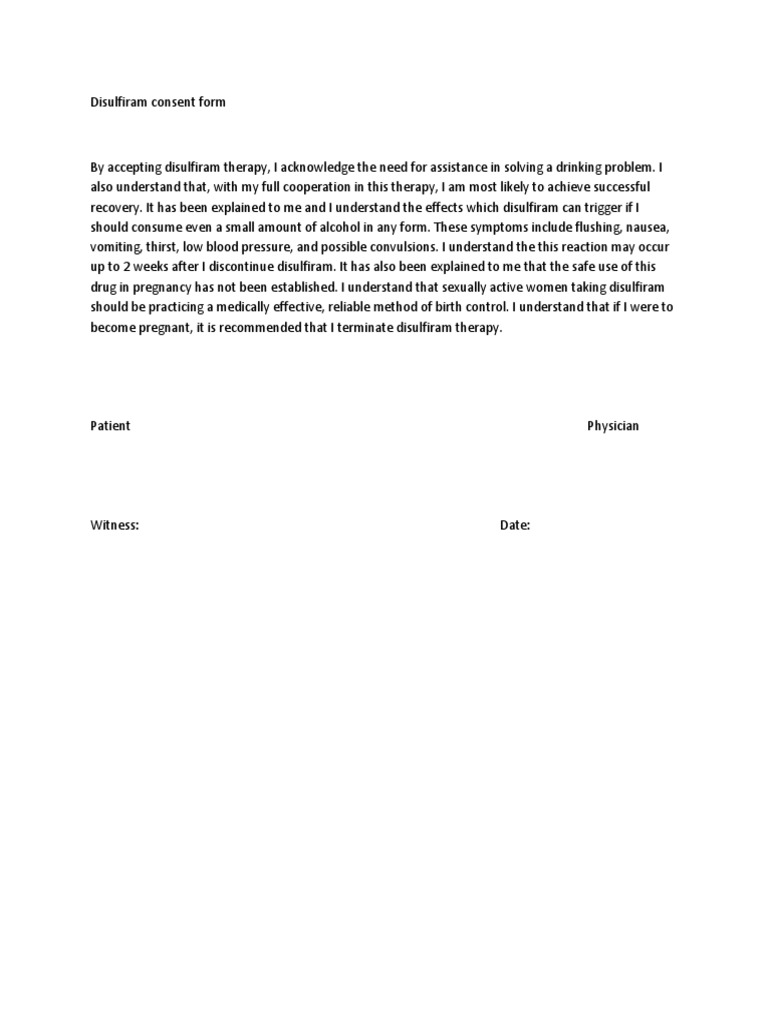Disulfiram Consent Form | PDF