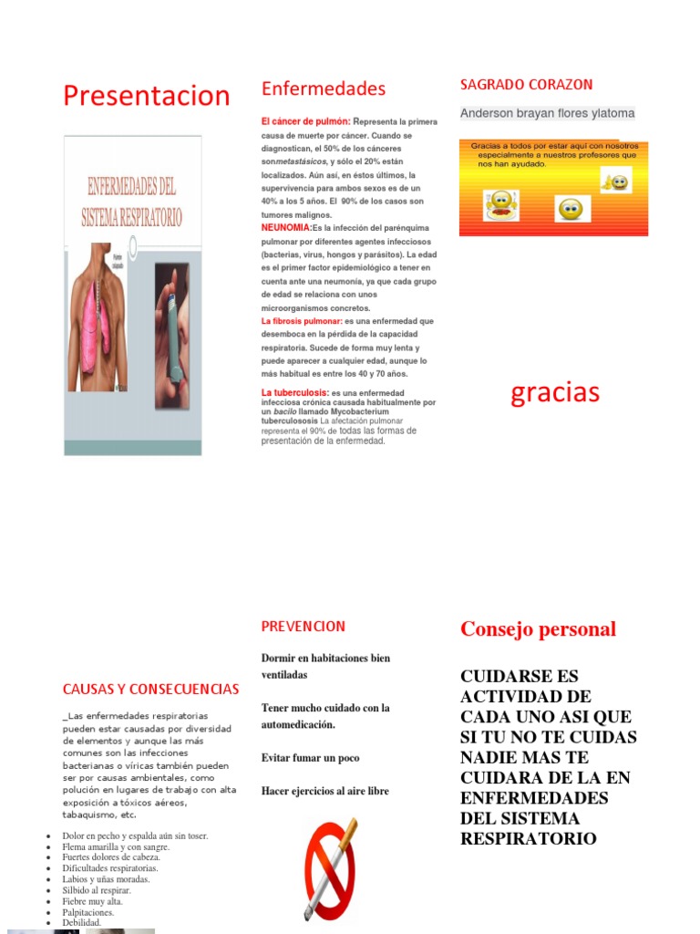 Presentacion Triptico Sistema Respiratorio BRAYAN | PDF | Cáncer | Infección