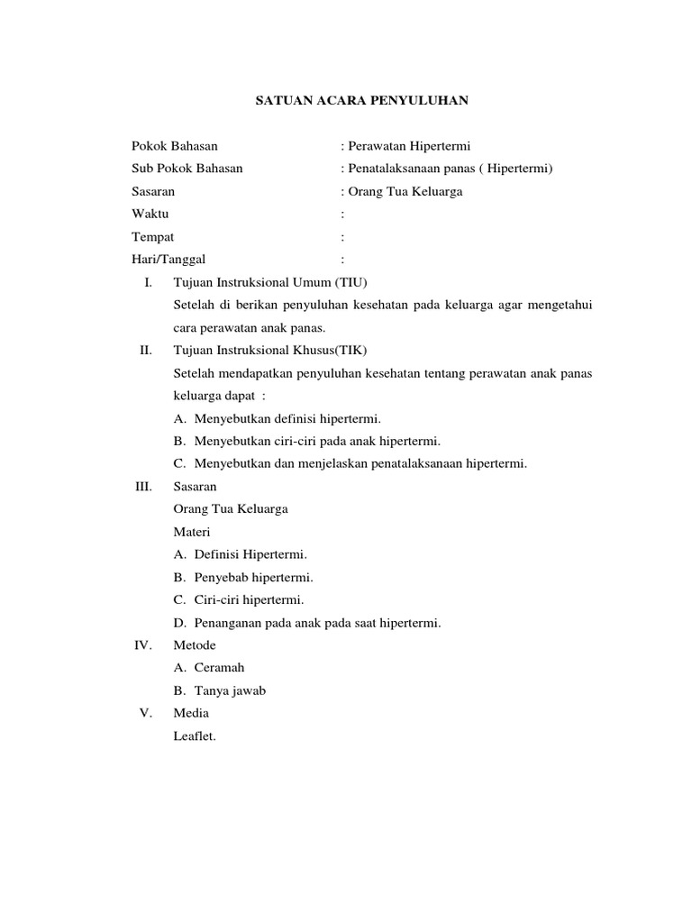 Penatalaksanaan Hipertermi pada Anak | PDF
