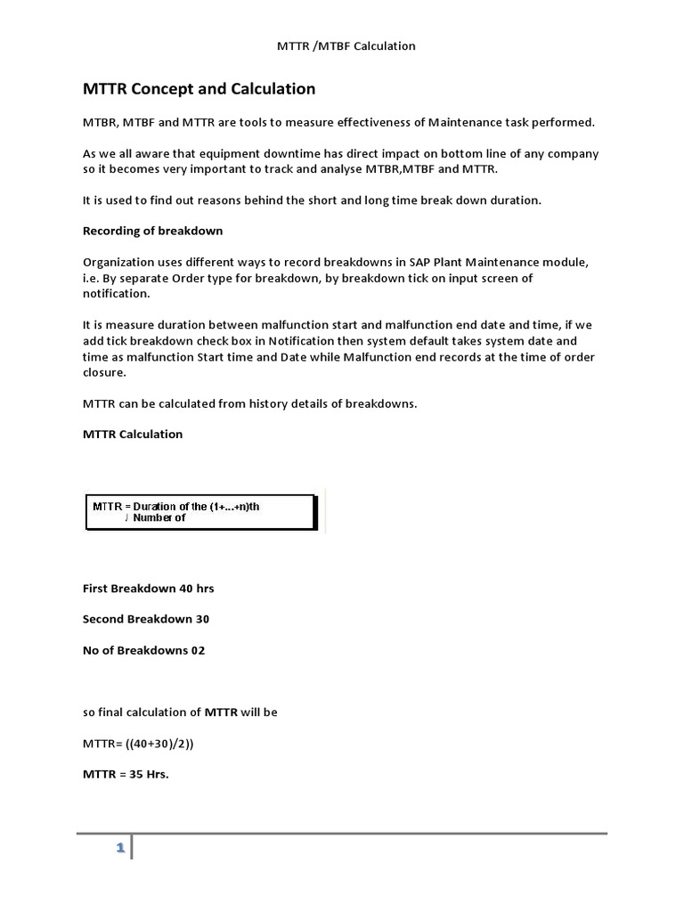 MTTR and MTBF Calculation Guide | PDF | Systems Engineering | Computing ...