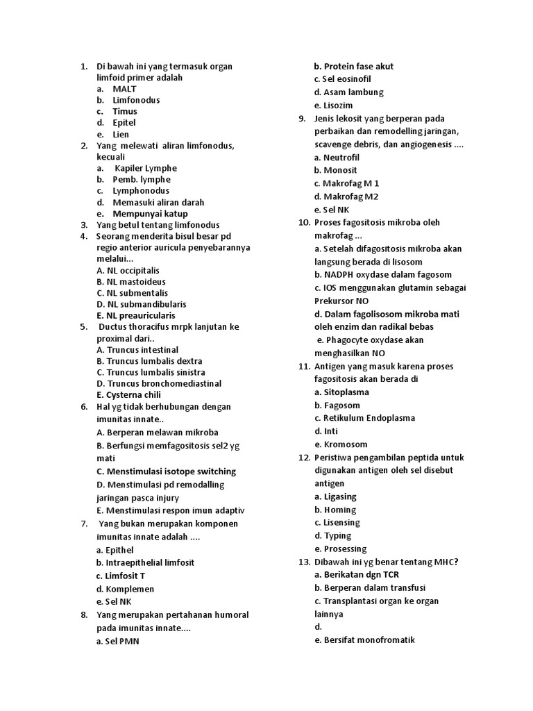 Di Bawah Ini Yang Termasuk Organ Limfoid Primer Adalah | PDF